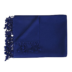 Peach Couture Home Collection Luxuriously Warm and Soft Cashmere Throw Blanket 50 x 60 in (Royal Blue)