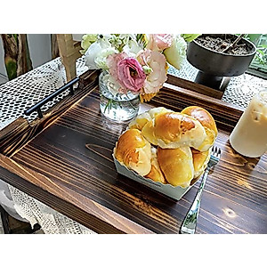 Ottoman Serving Tray - Rustic Farmhouse Decor; Lightweight with Metal Handles - Coffee Table Or Ottoman, Perfect for Parties, Decoration, Breakfast in Bed, Wine, Food, Tea! (Brown Tray)