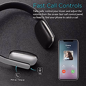 August EP636 Bluetooth Headphones - Wireless On-Ear Headphones with NFC/Headset Microphone - Silver