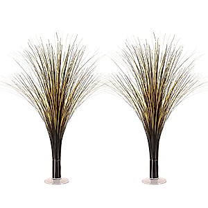 Beistle 2 Piece Plastic Metallic Black And Gold Spray Centerpieces For Happy New Year Decorations, Awards Night Tableware, Birthday Party Supplies, 19"