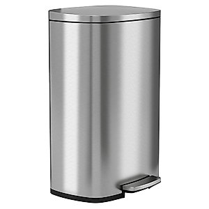 HLS Commercial 13.2 Gallon / 50 Liter Fire Resistant Stainless Steel Step On Pedal Trash Can with Odor Filter and Removable Inner Bucket