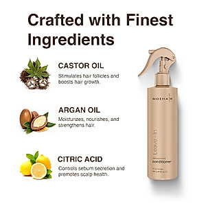 MOEHAIR Leave-in Conditioner (12 Fl. Oz.) | Infused with Proteins and Argan Oil | Curly Hair Detangler Spray For Women & Men | Hair Softener | Breakage and Split End Repair | Sulfate and Paraben Free