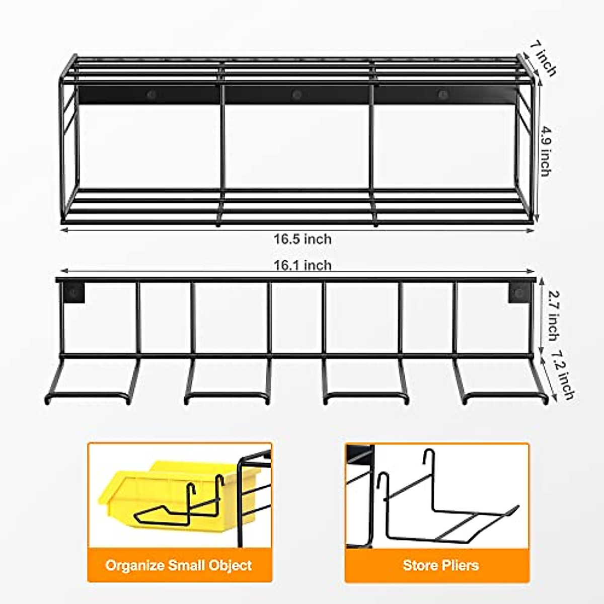 Power Tool Organizer, Metal Wall-Mounted Drill Holder, Storage Rack for Cordless Drill, Tool Organizers and Storage, Heavy Duty & Removable Design