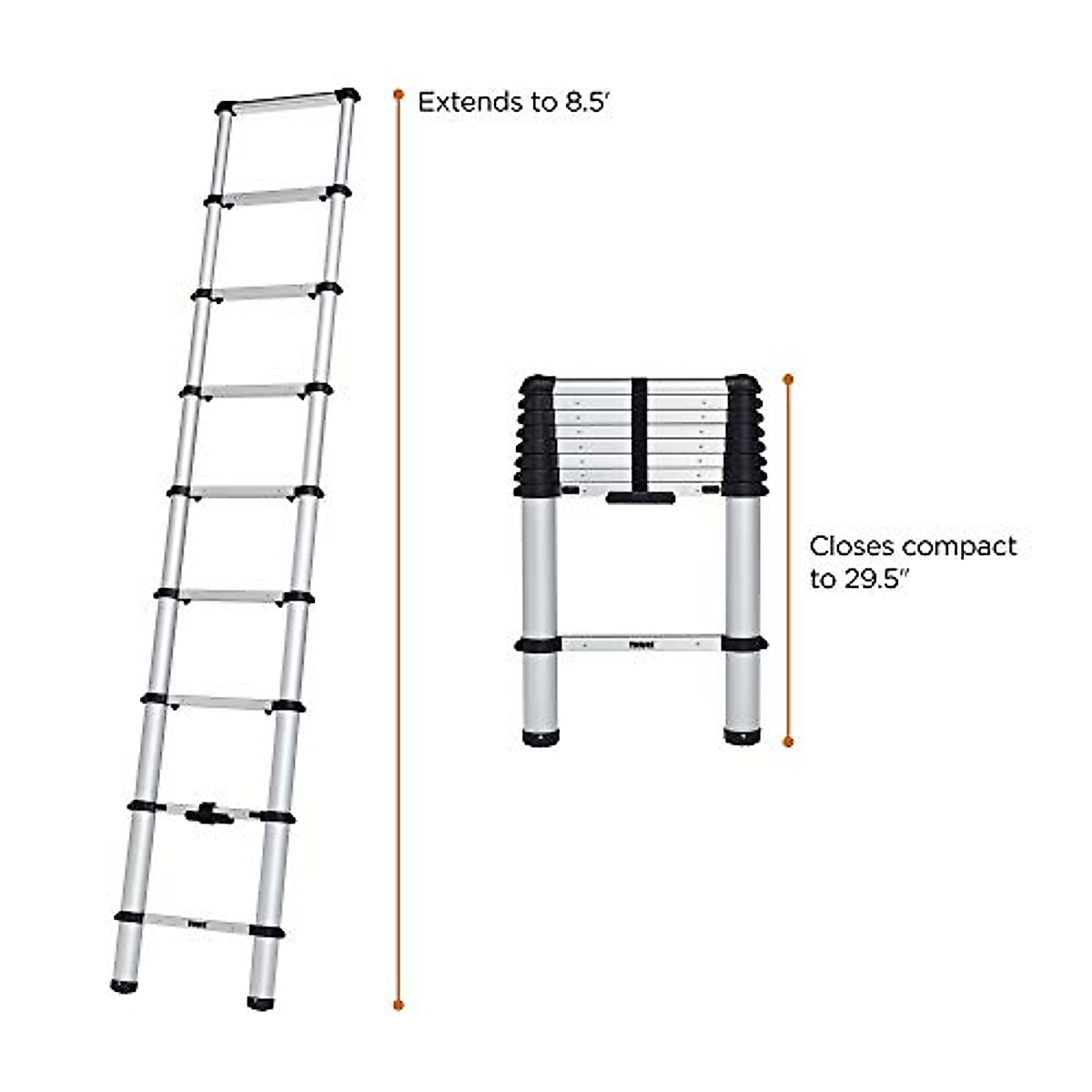 Thule Van Ladder - 9 Steps - 8.5Ft Extension - Telescoping Van Ladder - Easy Close System - EN:131 Compliant