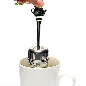 Tea Infuser, Stainless Steel Tea Strainer, Teapot-shaped tea strainer with Straight Handle, Extra Fine Mesh Tea Filter For Loose Leaf, Leaf Tea, Rose, Coffee