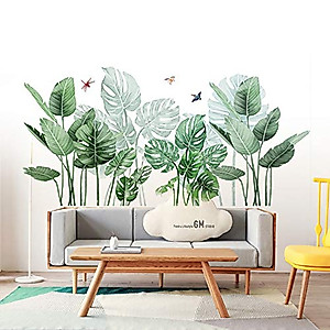 Leaf Wall Sticker Wall Decals Palm Tree Wall Decals Green Leaves Wall Paper Evergreen Removable Decal Peel and Stick Giant Painterly Ivy Peel and Stick for Living Room Bedroom Nursery Room