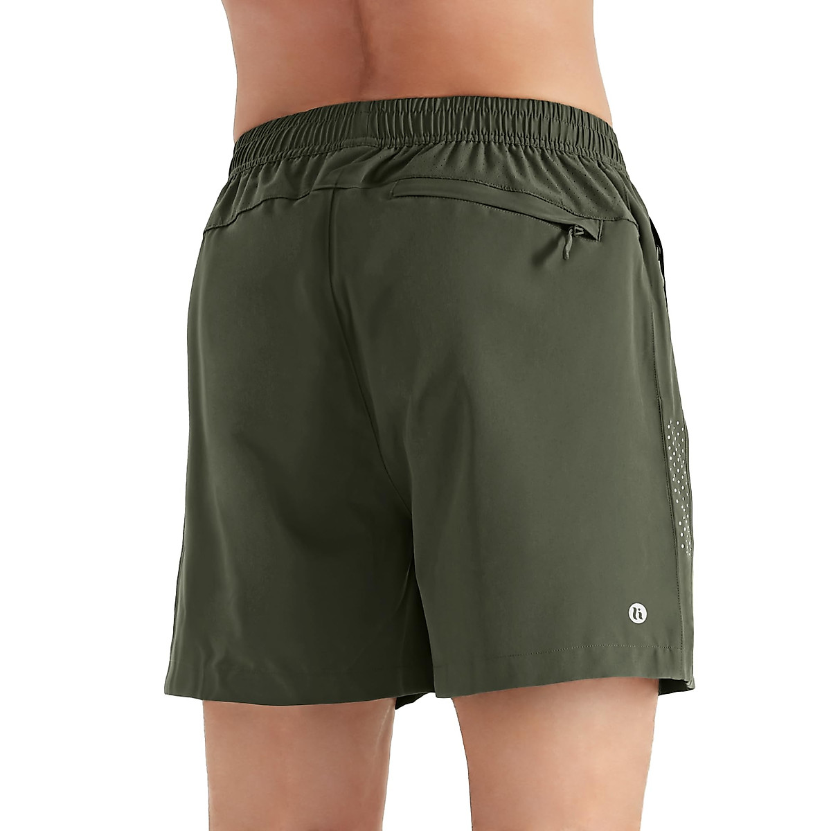 HIFEOS Mens Athletic Shorts -Running, Tennis Gym Workout Shorts for Men 5"/7"/9"- Comfort, Lightweight, 3 Zippered Pockets Army Green