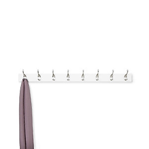 Amazon Basics Wall Mounted Modern Coat Rack, 8 Hooks, White