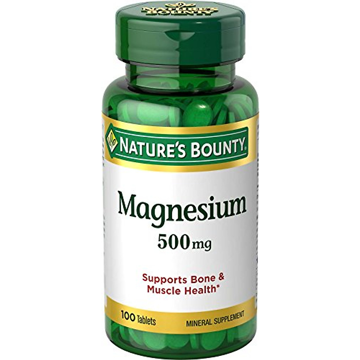 Nature's Bounty Magnesium, 500 mg Coated Tablets, Mineral Supplement, Supports Bone and Muscle Health, Gluten Free, Vegetarian, 100 Count (Pack of 3)
