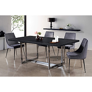 Meridian Furniture Karina Collection Modern | Contemporary Velvet Upholstered Dining Chair with Sturdy Metal Legs, Set of 2, 19.5" W x 21.5" D x 33.5" H, Grey