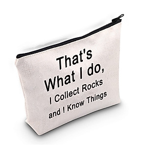 LEVLO Funny Geologist Gifts That's What I Do I Collect Rocks and I Know Things Makeup Bags Geology Rock Collector Bags (I Collect Rocks)