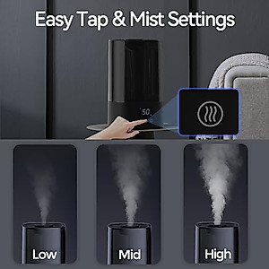 ROSEKM Automatic Humidifiers for Bedroom Large Room, 4.5L Cool Mist Humidifier for Home & Plant with Timer & Humidity Sensor, Last Up to 18H on High Setting, Auto Shut-Off, 360° Nozzle (Black)