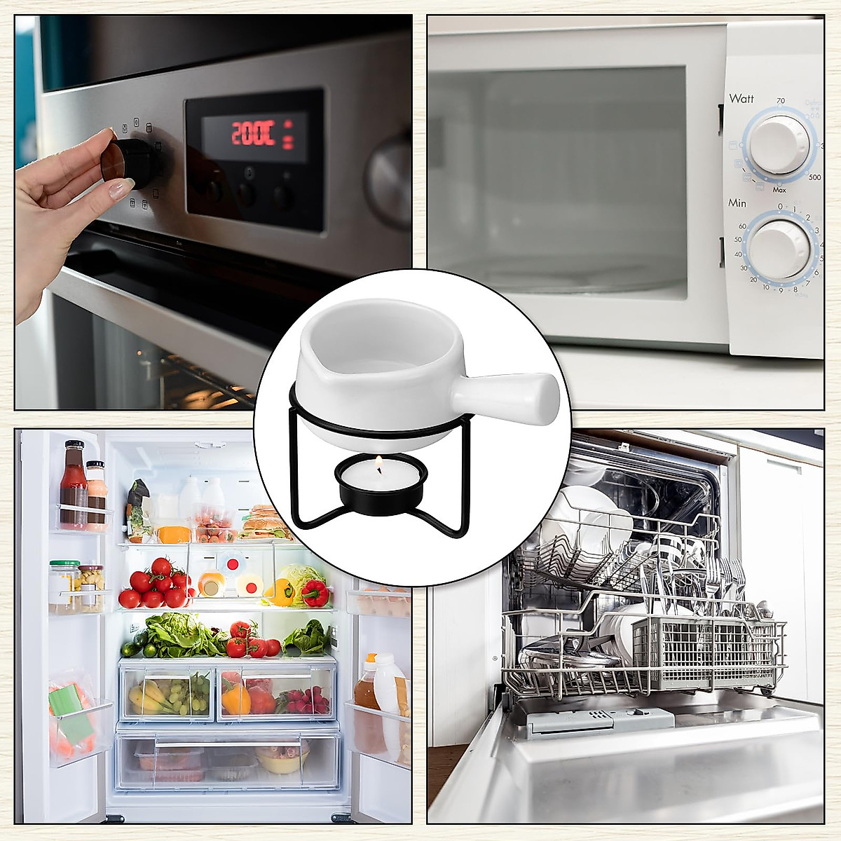 Yungyan 35 Pcs Butter Warmers for Seafood 5 Pcs Ceramic Cheese Warmer Mini Simmer Pot with 25 Pcs Tealight Candles and 5 Pcs Stand for Sauce Melting Chocolate Cheese Dishwasher Microwave Oven Safe