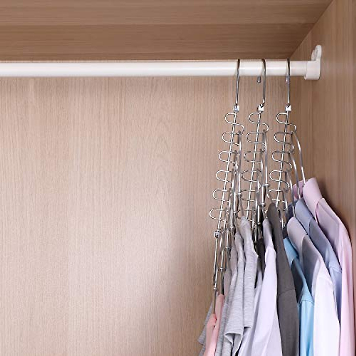 GEFTOL Metal Space Saving Hangers 12 Slots New Version Hanger Magic Cascading Hanger Closet Wardrobe Clothes Organizer(4 Pack)