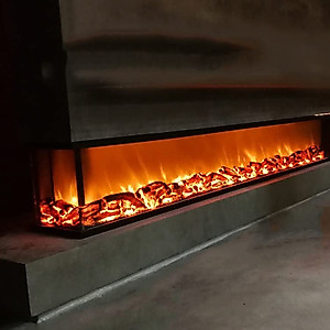 Fireplace Grate Electric Fireplace, Recessed Electric Fireplace with Realistic Fire Effects, Decorative Electric Fireplace, Touch Control Panel, Remote Control, Black Fireplaces for Living Room ( Colo