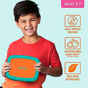 Bentgo Kids Bento-Style 5-Compartment Leak-Proof Lunch Box - Ideal Portion Sizes for Ages 3 to 7 - Durable, Drop-Proof, Dishwasher Safe, BPA-Free, & Made with Food-Safe Materials (Orange)