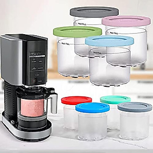 4 Packs Ice Cream Containers compatible for Ninja Creami Ice Cream Makers NC301, NC300, NC299AMZ, CN305A, CN301CO Series, Creami Pint Containers, Reusable Ice Cream Tubs with Lids, Dishwasher Safe