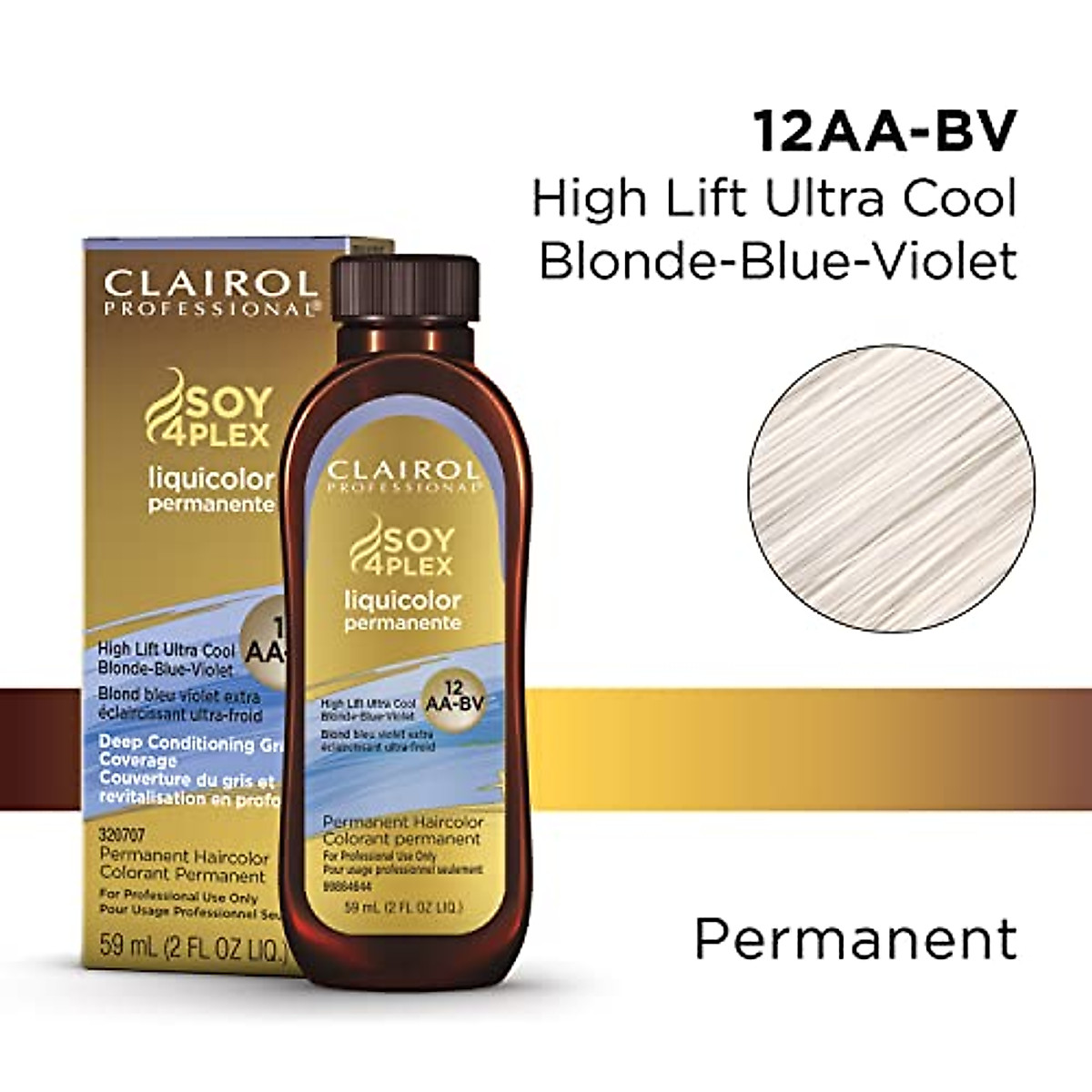 Clairol Professional Permanent Liquicolor for Blonde Hair Color, 12aa-bv High Cool Blonde, 2 oz