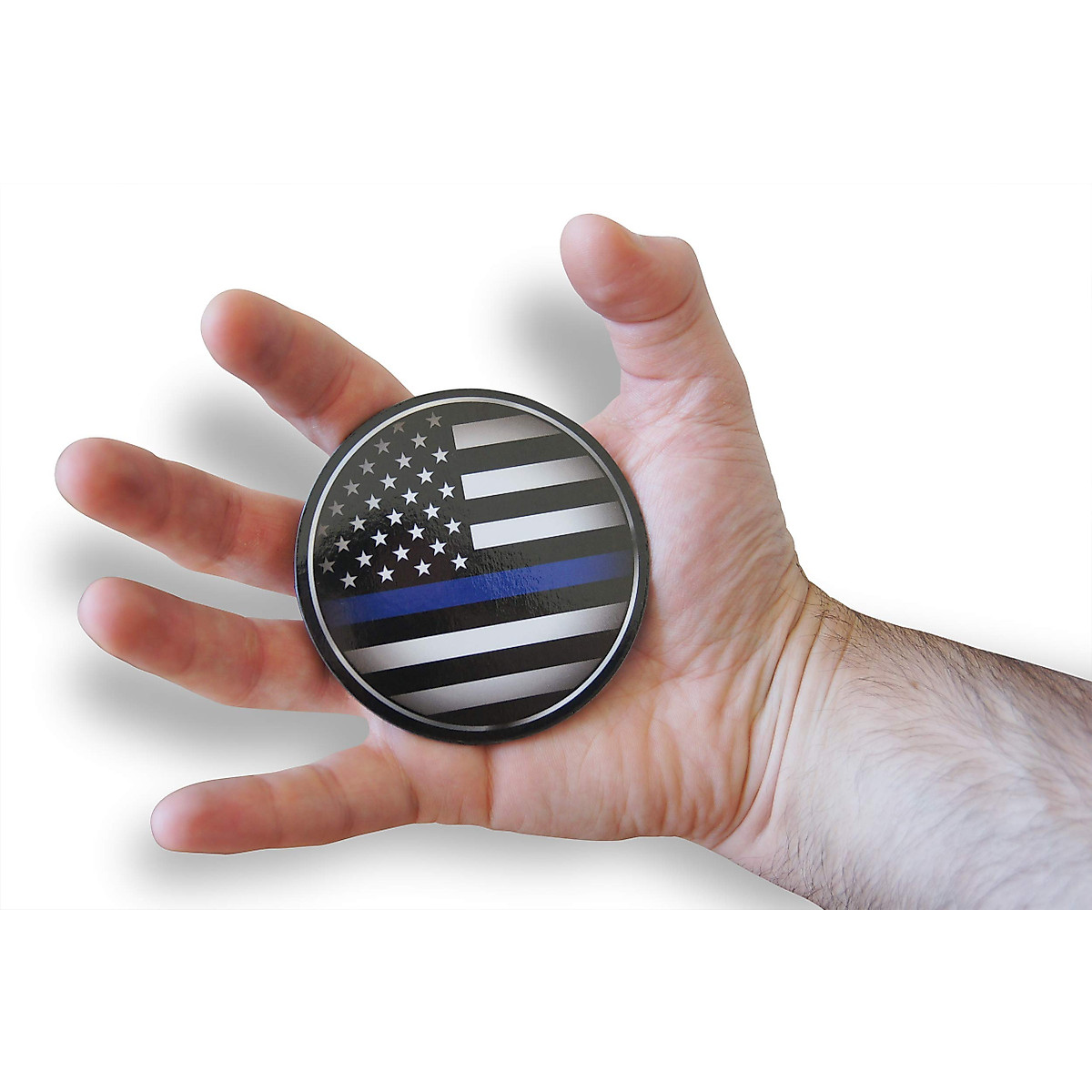 Novel Merk Blue Line Refrigerator Magnet – Vinyl 3” Round Flat Magnet for Fridge, Lockers, Home Kitchen and First Responders Decor – Self Adhesive to Metal Surfaces (1 Pack)