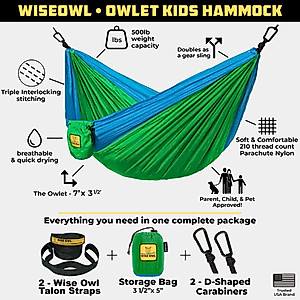 Wise Owl Outfitters Camping Hammocks Duo - Set of 2, Adults and Kids Hammock for Outdoor, Indoor, Single & Double Use w/Tree Straps - Camping Gear Essentials