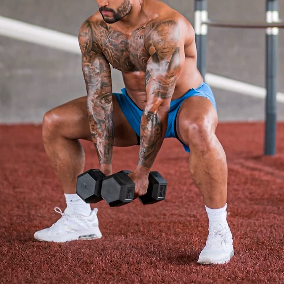 EVERWORTH Men's 2 in 1 Workout Shorts 5" Quick Dry Gym Shorts Bodybuilding Short Shorts Compression Shorts with Zipper Pocket 2 Pack GreenBK US M