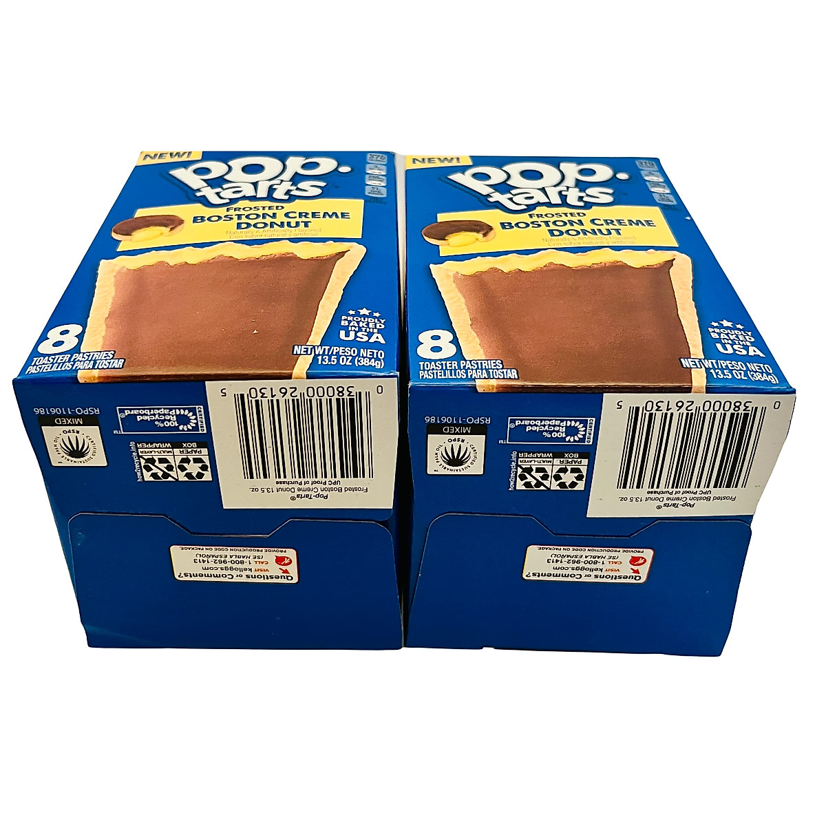 Boston Creme Donut Frosted Pop Tarts, two 13.5oz Boxes (8 Toaster Pastries in each box for a total of 16) 8 Count (Pack of 2)