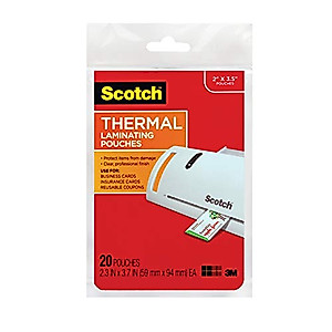 Scotch Thermal Laminating Pouches Premium Quality, 5 Mil Thick for Extra Protection, 20 Pack Business Card Size Laminating Sheets, Our Most Durable Lamination Pouch, 2.3 x 3.7 inches (TP5851-20)