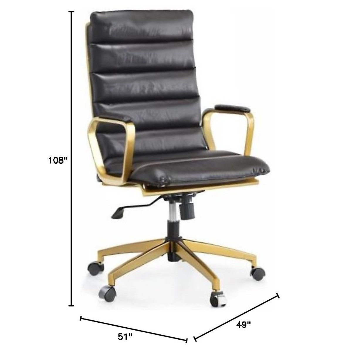 Hioryllks Modern Chair - Black Leather, Gold Frame, Adjustable, Durable, Office Use