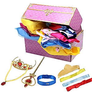G.C Princess Dress up Trunk for Girls Princess Costume Dress Jewelry Pretend Cosplay Role Play Set Gift Toy Party Favors Dress up Clothes Accessories for Little Girl Toddler Ages 3-6 Years