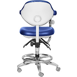 Adjustable Seat Doctor's Stool Dental Assistance Chair with Foot Control 360 Degree Rotation Armrest PU Leather QY-600M-B2