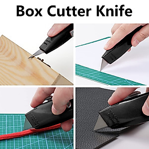 DIYSELF 2Pack Utility Knife Box Cutter Retractable Blade Heavy Duty(Black)