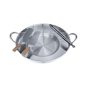 ARC Comal Set, 23" NSF Approval Heavy Duty Stainless Steel Concave Comal para Tacos Set,Discada Disc Cooker, Comal Cazo Fryer Cookware, Great Comal para Tortillas Taco Maker,Cooking Disco (575T Set)