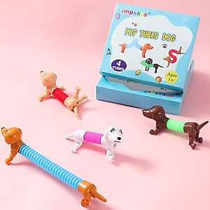 Dog pop tubes,Toy Dog,Animal pop Tubes,Robot dog,Fidget Toys for Kids,Sensory Toys for Kids 5-7,Dog Party Favors,small toys,dog toys for kids,sensory tubes,autism sensory products（4 Pack Dog）