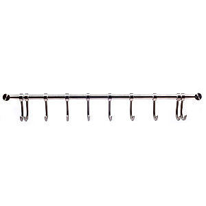 Pot Racks Kitchen sliding hook 20 inches, with 10 stainless steel cutlery racks, wall-mounted pot and lid kitchen racks, spoons, barbecue tools, cookware, towel racks