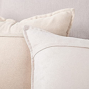 MADIZZ Set of 2 Short Chenille Throw Pillow Covers 20x20 Inch Ivory Soft Decorative Cushion Cover for Sofa Bedroom Pillow Shell