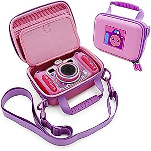CASEMATIX Pink Camera Case Compatible with VTech KidiZoom Camera - Protective Travel Case with Shoulder Strap Compatible with VTech KidiZoom Duo Selfie Cam, Pix, Twist Connect and More!