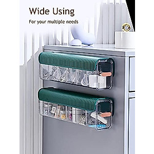 Socks Underwear Wall Mount Drawer Organizer, Switchable 6 Cell Drawer Acrylic Organizers Self-Adhesive Anti Dust Storage Boxes for Clothes Socks Lingerie Underwear Ties (Green)
