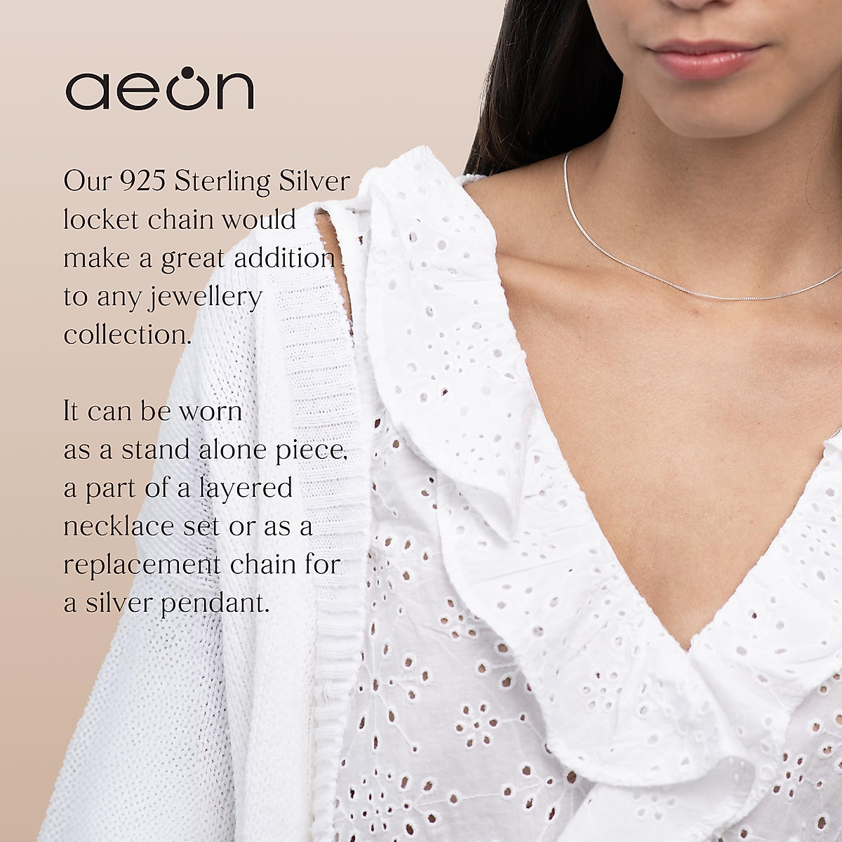 Aeon Jewellery 925 Sterling Silver Necklace - 1mm Diamond Cut Curb Chain Necklace | 16" Chain | For Layered Looks, Gifts or Pendant Replacements | Polishing Cloth & Pouch Bag Included