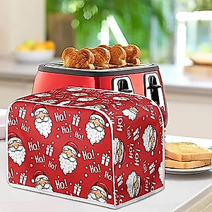 JEOCODY Christmas Santa Claus Toaster Bread Maker Cover Quilted Toaster Cover 2 Slice Kitchen Small Appliance Covers, Toaster Cover Fits for Most Standard 2 slice Toasters