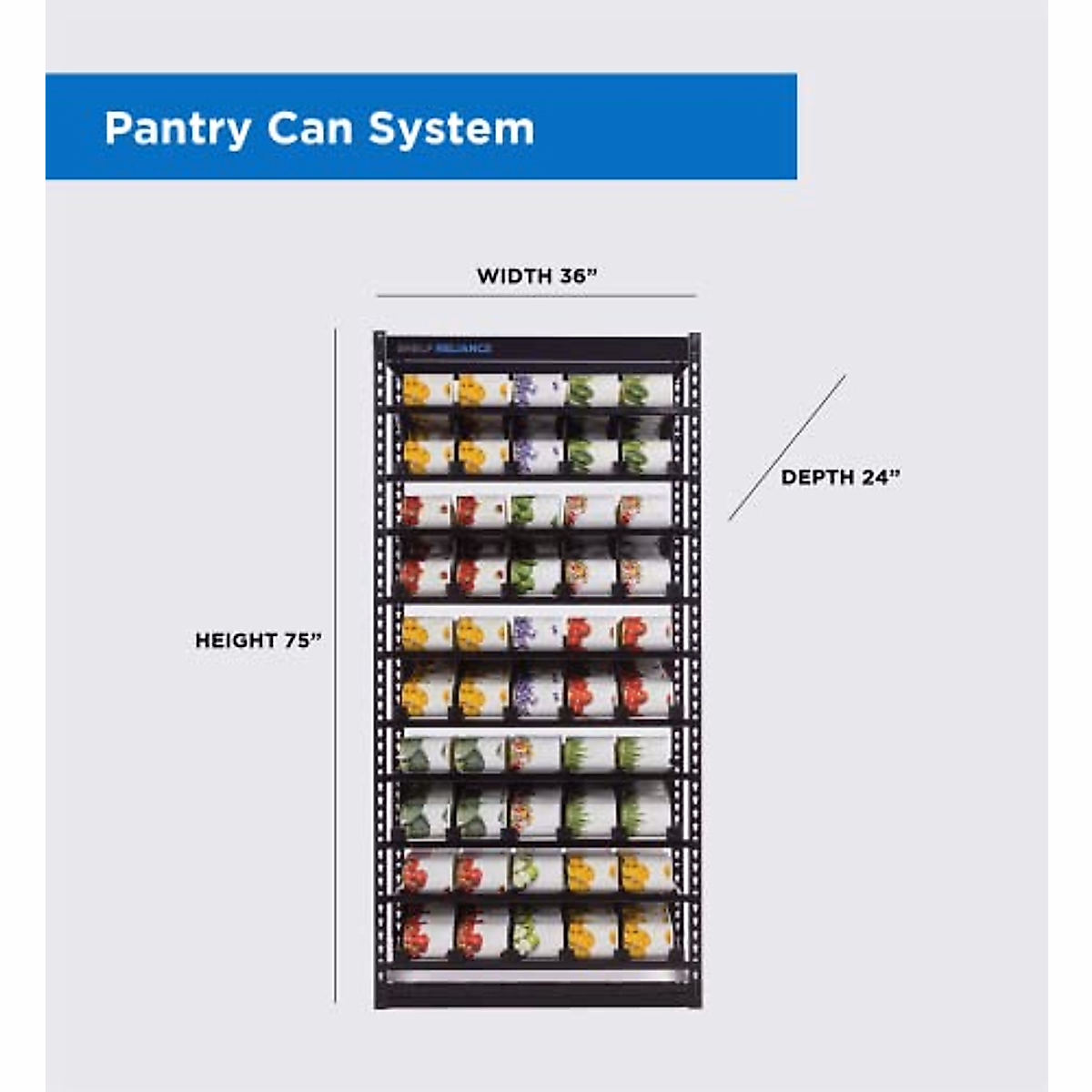 Can Rotation Organizer | Large Canned Food Organizer For Pantry | Black Large Food Rotation System | Harvest | Shelf Reliance (Can Rotation Organizer 28-32 oz (Medium))