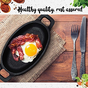 Uiifan 6 Pieces Mini Cast Iron Skillet 6 x 3.8'' Small Oval Skillets Cast Iron Cookware Set 8 oz Single Serve Dish Pans Mini Casserole Dish for Baking Roasting Cooking Grilling Cast Iron Ramekins