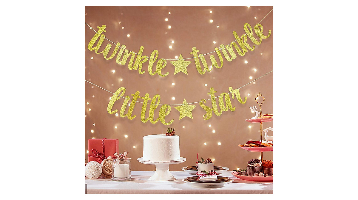 Gold Glitter Twinkle Star Banner for Baby Showers