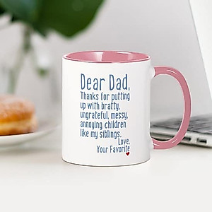 CafePress Dear Dad, Thanks For (Siblings Version) Mug Mugs Ceramic Coffee Mug, Tea Cup 11 oz