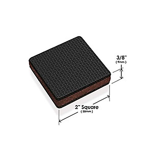 Slipstick GorillaPads CB142 Non-Slip Furniture Pads/Grippers (Set of 8) Furniture Leg Floor Protectors, 2 Inch Square, Black
