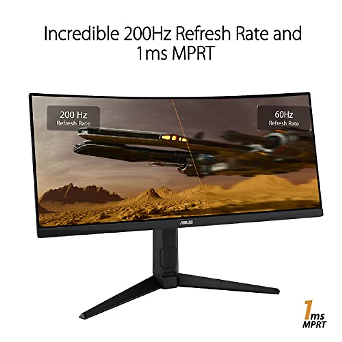 ASUS TUF Gaming 30” 21:9 1080P Ultrawide Curved HDR Monitor (VG30VQL1A) - WFHD (2560 x 1080), 200Hz (Supports 144Hz), 1ms, Extreme Low Motion Blur, FreeSync Premium, Eye Care, DisplayPort, HDMI,Black