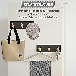 CENQA Magnetic Key Rack, Key Hooks,Magnetic Key Holder ,Magnetic Hooks for Refrigerator,Coat Hooks，Coat Rack,Towel Rack (Black, 2 Pack) (Black, 2 Pack)