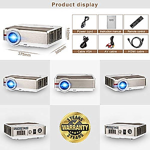 EUG 5000Lumens LCD LED Projector 1080P HD Supported 200" Display Multimedia WXGA Home Theater Projector with HDMI Cable Compatible with Laptop TV Stick Chromecast Roku Xbox Wii Outdoor Movie Proyector