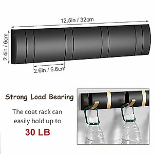 DMYMAT Wall Mounted Coat Rack with 4 Hooks, 12.5 Inch Black Modern Folding Coat Hook for Bathroom, Space Aluminum Material, Space Saving Towel Hooks for Hanging Hats, Scarves, Umbrella, and Keys