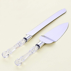 Cake Knife Spatula Elegant Clear Design Serving Set - 2 in One - Stainless Steel Cake and Pie Server - Cake Cutting Set for Birthday Wedding Engagement Anniversary - Best Gift Idea (Clear)