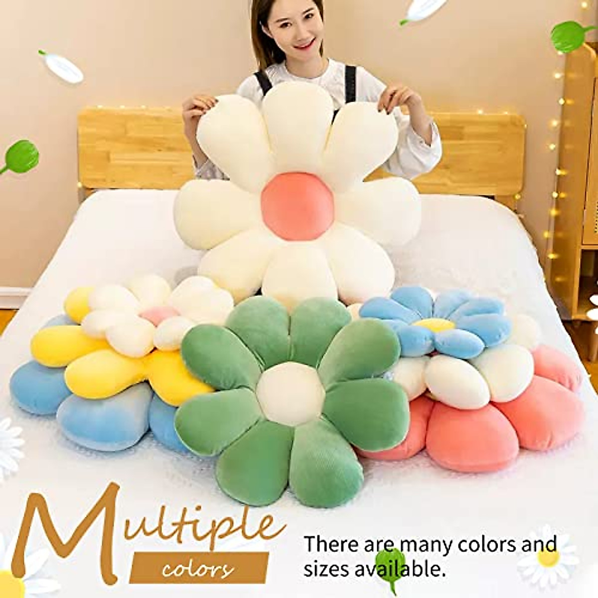 YesMora Flower Pillow Flower Floor Pillow Flower Shaped Pillow Flower Decorative Pillows Daisy Floor Pillow Flower Cushions